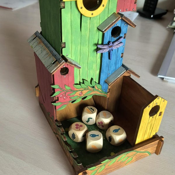 Dice Tower Bird Song for Wingspan Board Game, Wooden Bird Feeder, Dice ...