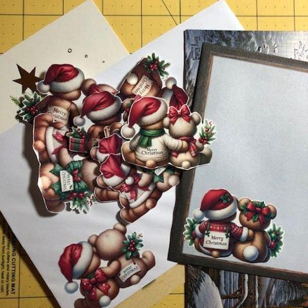 Christmas Teddy Bear Clipart Bundle, Watercolor Bear Ornaments, Festive ...
