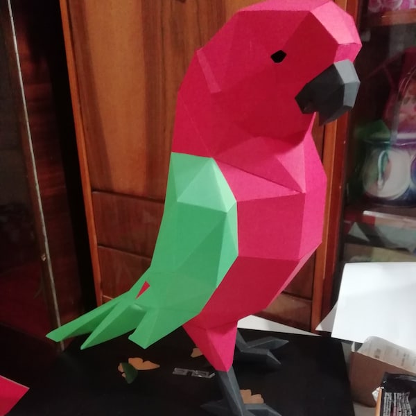 Parrot Green Paper Craft, Digital Template, Origami, PDF Download DIY ...