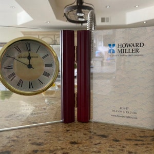Alex Rosewood and Glass Desk Clock With Photo Frame by Howard Miller ...