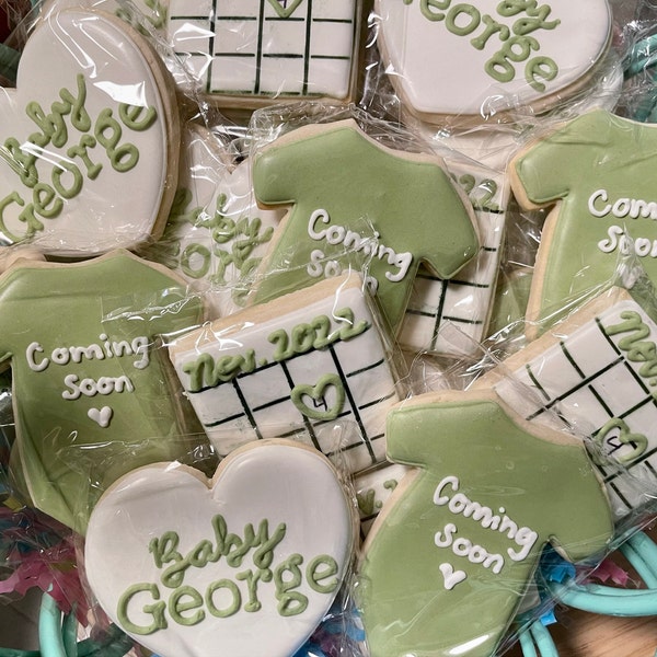 Baby Coming Soon Announcement Sugar Cookies - 1 Dozen - Etsy