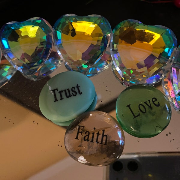 Engraved Colored Glass Word Stones - Single Words - Etsy