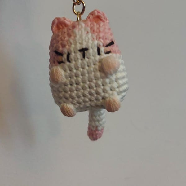 Crochet Cat Amigurumi Keychain | Custom Color Handmade Keyring for ...