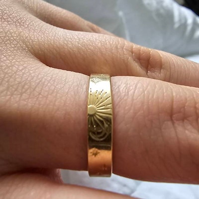 Celestial Band Ring, Moon and Stars Ring, Sun Band Ring, Celestial ...