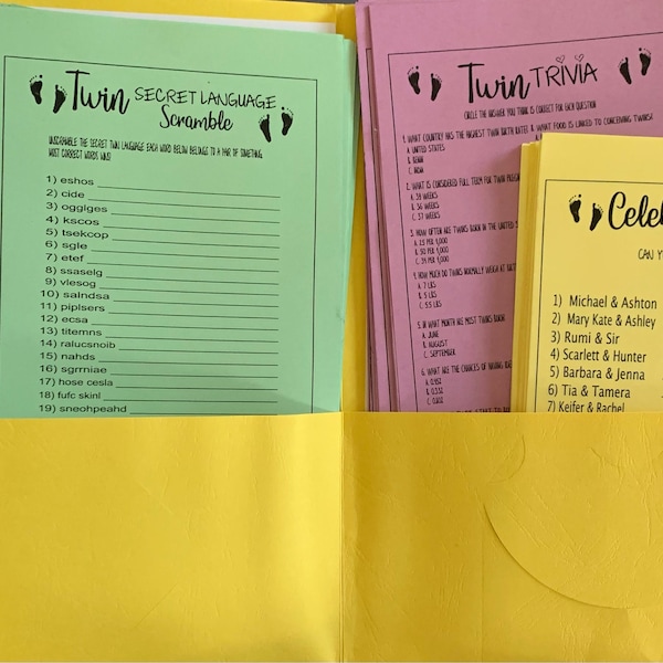 Twins Baby Shower Games Bundle, Baby Shower Twin Trivia, Twin Quiz ...