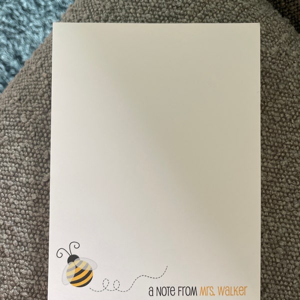 Personalized Bumble Bee Notepad: Teacher Stationery Gift - Etsy