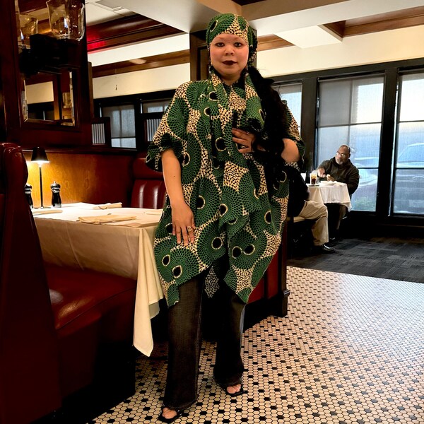 Green Ankara Dashiki Top for Women With Pockets | African Print Kaftan Blouse | Plus Size ...