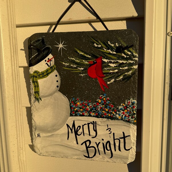 Painted Winter Swag Slate, Winter Welcome Sign, Painted Winter Sign ...