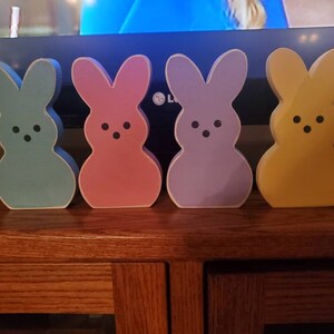 Wood Bunny Peeps, Easter Bunnies Set of 4, Spring Farmhouse Decor ...