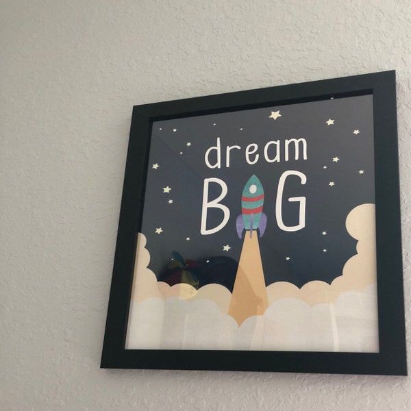 Dream Big Print, Outer Space Nursery Decor, Baby Boy Nursery Wall Art ...