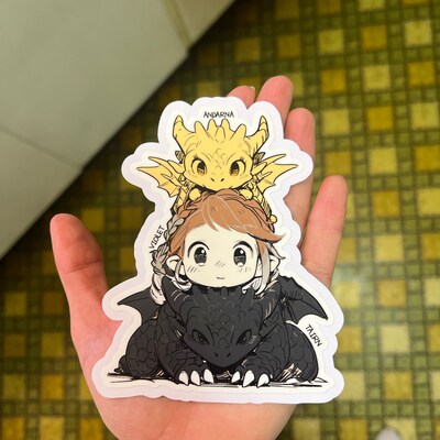 Fourth Wing Tairn Andarna Violet Sticker Chibi Cute Stacked Heads - Etsy