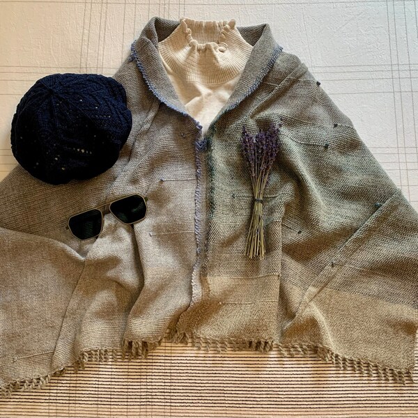 Unique Linen Handwoven Poncho 247 - Etsy