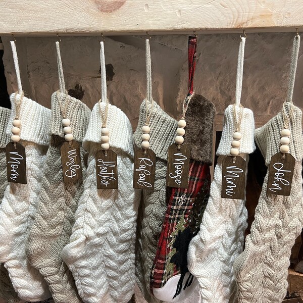 Stocking Tags, Farmhouse Tag, Personalized Christmas Stocking Name Tag ...