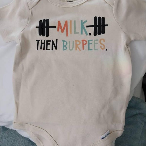 Milk Then Burpees Baby Onesie®, Funny Baby Bodysuit, Baby Shower Gift ...