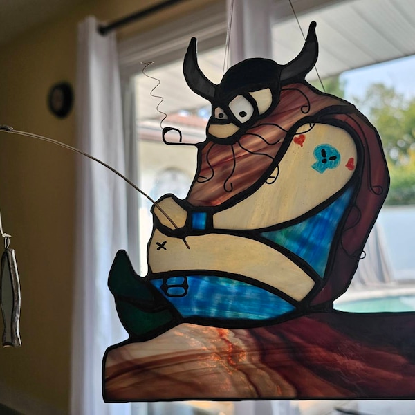 Blue Whales Stained Glass Window Panel, Whale With Baby Window Hanging ...