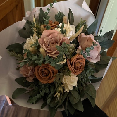 Cascade Bouquet, Terracotta, Slate Blue, and Navy Blue Fall Wedding ...