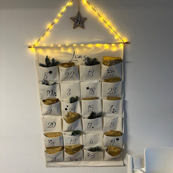 Personalized Advent Calendar for Children, Large | 24 Pockets to Fill ...