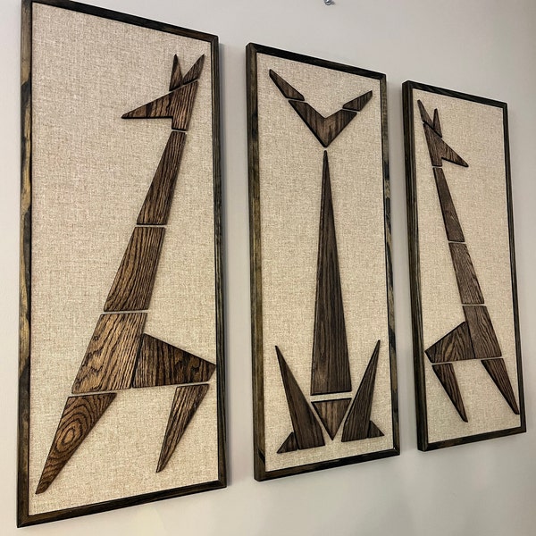 Mad Men Cat Giraffe Mid Century Modern Eames Era Triptych Art - Etsy