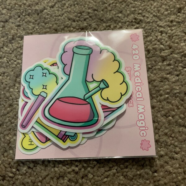420 Medical Magic Girl Sticker Pack Marijuana Stickers Cute Weed ...