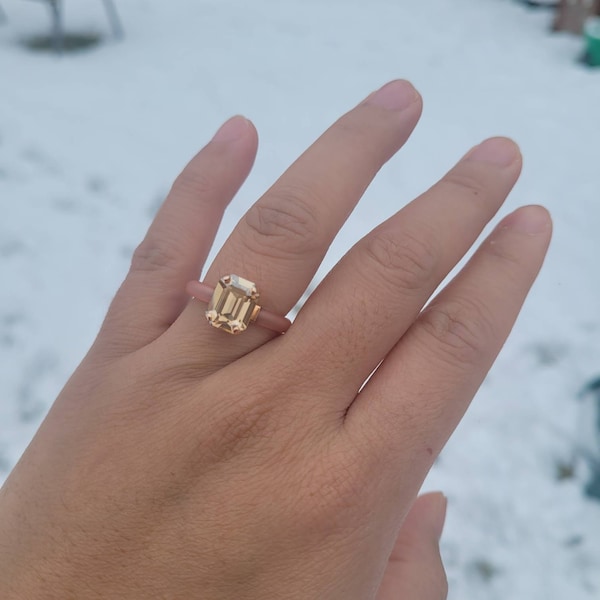Chunky Rings for Women, Emerald Cut Ring, Crystal Stone Rings, Wide ...