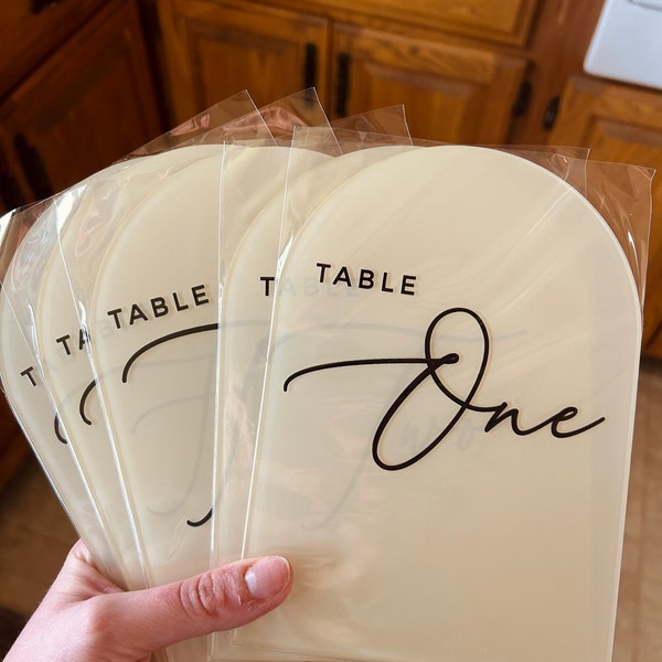 Wedding Modern Arch Acrylic Table Numbers With Stand Included 5x7 - Etsy