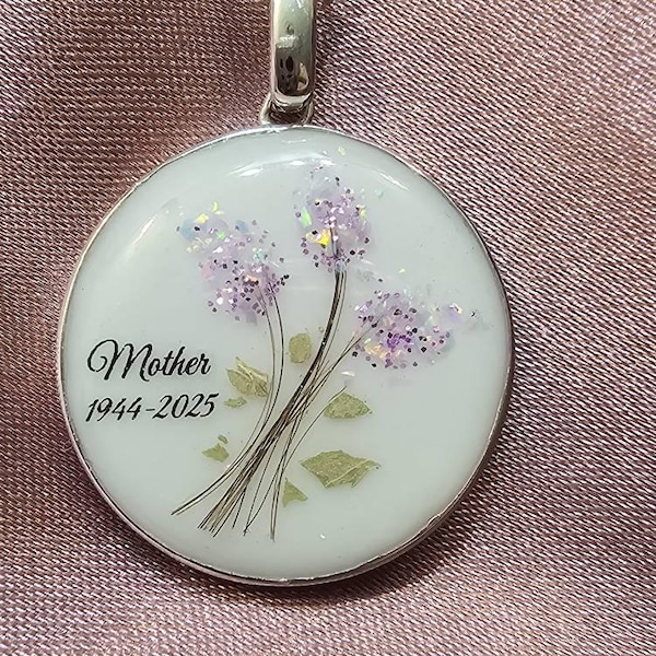 Hair/real Gems Keepsake Jewelry "lilacs Blue" Disc Necklace, Pendant ...