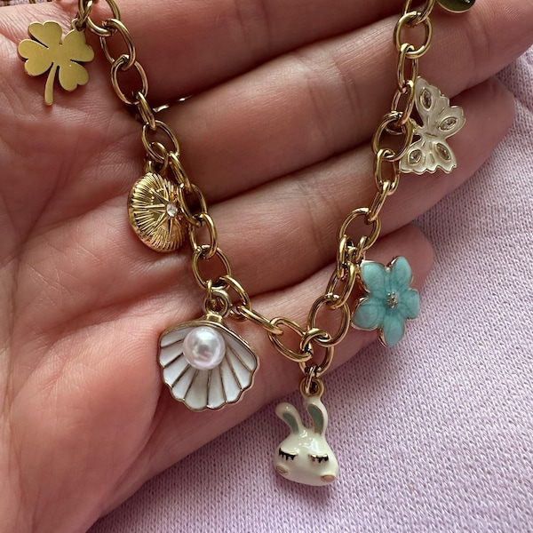 Build Your Own Custom Charm Necklace Gold Multi Charm Necklace ...