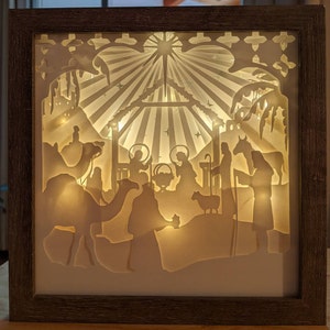 Decorative Nativity Scene Light up Shadow Box, Nativity Christmas Decor ...