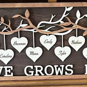 Family Tree Hanging Heart 3D Wall Hanging Decoration or Gift - Etsy