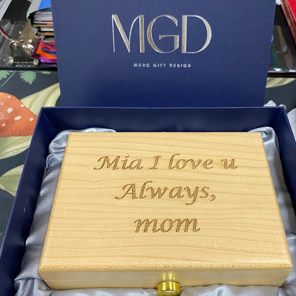 Walnut Wind-up Music Box | Custom Engraving | Custom Photo ...