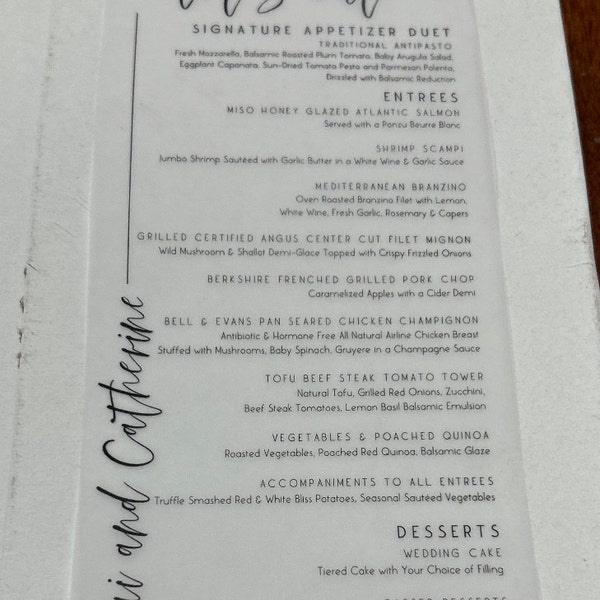 Wedding Dinner Menus, Arch Shaped Menus, Printed Menus, Custom Wedding ...