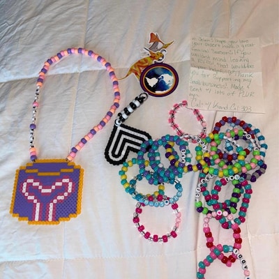 Level up Kandi Perler Necklace Rave Kandi Perler Bead Necklace EDM ...