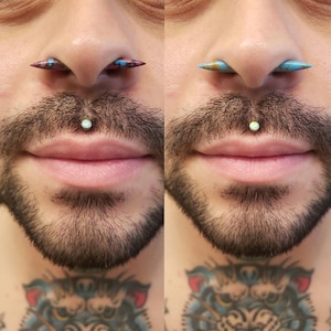 Violet Charoite Stone CURVED SEPTUM TUSK Tribal Septum Nose - Etsy