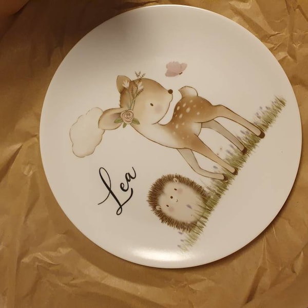 Kindergeschirr, personalisiert, Dschungeltiere, Kinderteller mit Namen, Taufgeschenk, Geschenk ...