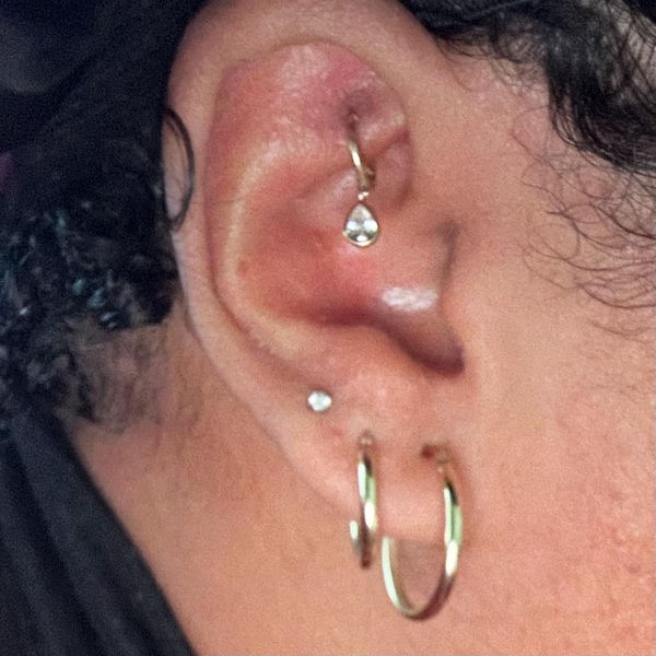 14K Solid Gold Triple Chain Attachment, Double Chain Piercing, Loop ...