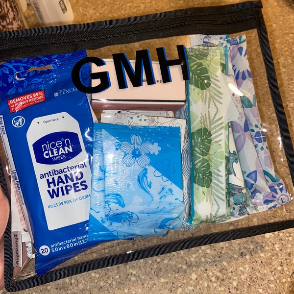 Set of 2 Monogram Clear Bags, Organizational Clear Bag Set With ...