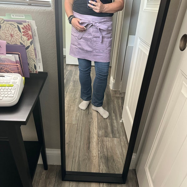 Logo Embroidery Linen Half Apron With Pocket for Women Men Christmas ...