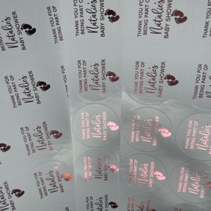 Personalised Thank You Baby Shower Foiled Stickers. Party Bag Stickers ...