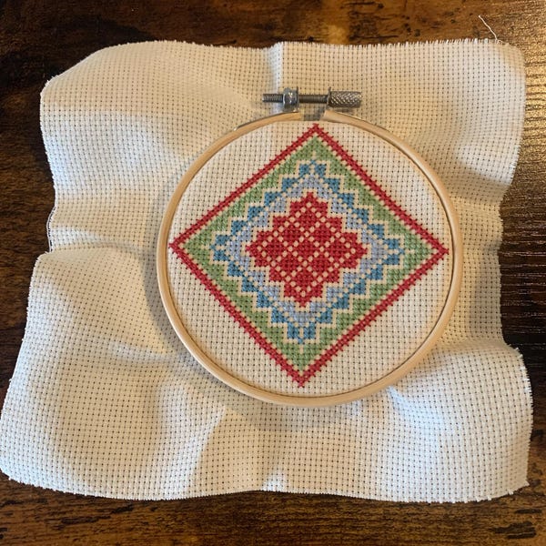 Palestinian Embroidery Cross Stitch DIY Tatreez Kit- 5in Hoop With 4 ...