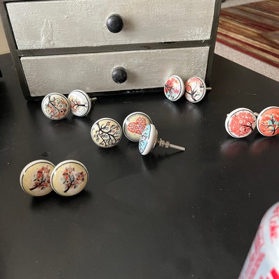 Multi Color Tree Design Ceramic Knobs Kitchen Cabinet Drawer Knobs Hardware Knobs Handmade Knobs ...