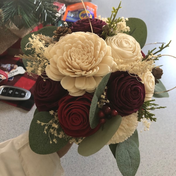 Wedding Bouquet, Bridal Bouquet, Sola Flower, Wedding Flower, Wooden ...