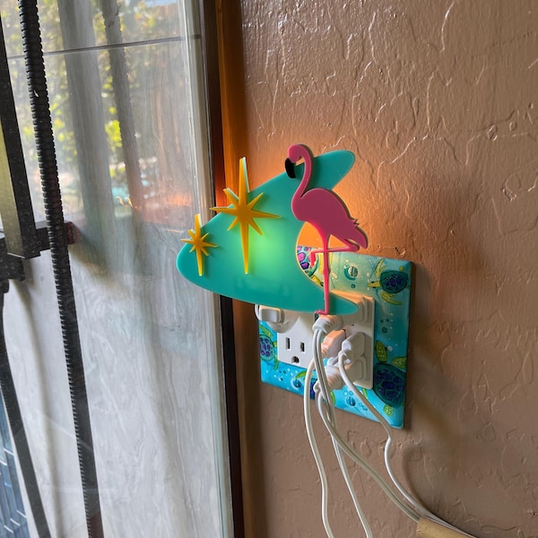 Mid Century Modern "atomic Flamingo" Night Light: Retro Boomerang - Etsy