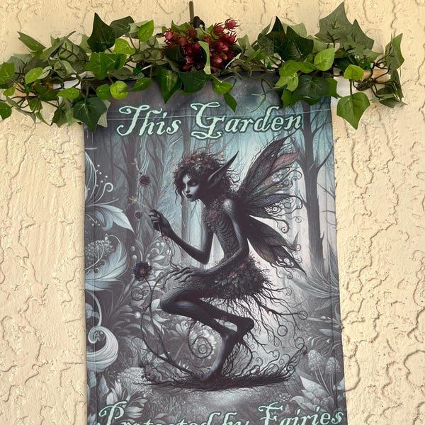 Whimsigoth "witch at Work" Garden Flag | Enchanted Garden Decor ...