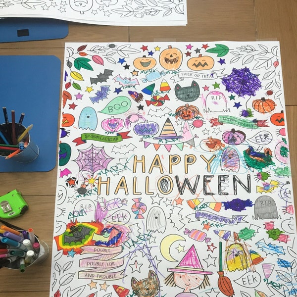 HUGE Halloween Printable Kids Coloring Poster and Halloween Coloring ...
