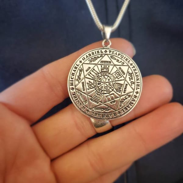 Seal of the Seven Pendant Archangels 925 STERLING SILVER Judaism Occult ...
