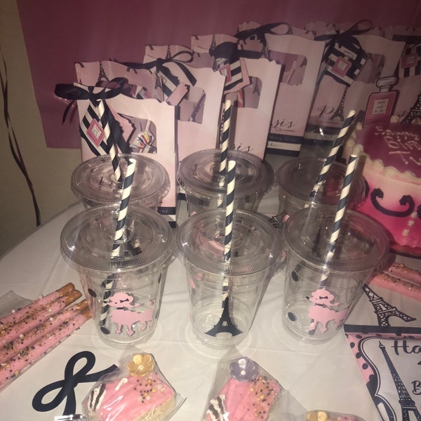 Paris Party Cups, Paris Birthday Party Cups, Travel Party Cups, Paris ...
