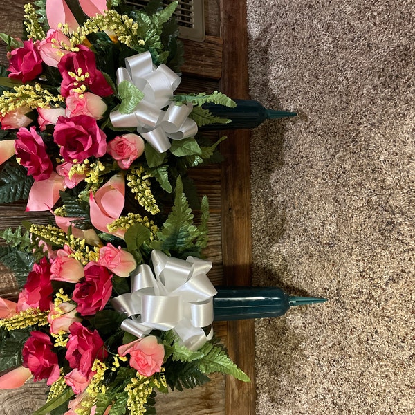This Cemetery Cone Has Grave Flowers Including Beauty Pink Calla Lily ...