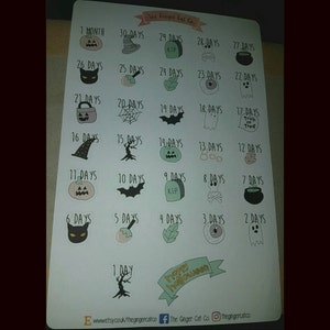 Halloween Witch Countdown Planner, Journaling, Scrapbook Stickers - Etsy