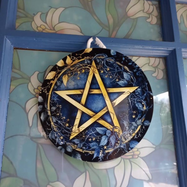 Wiccan Star, Pentagram Wreath Sign, Pentagram Wall Hanging, Pentagram ...