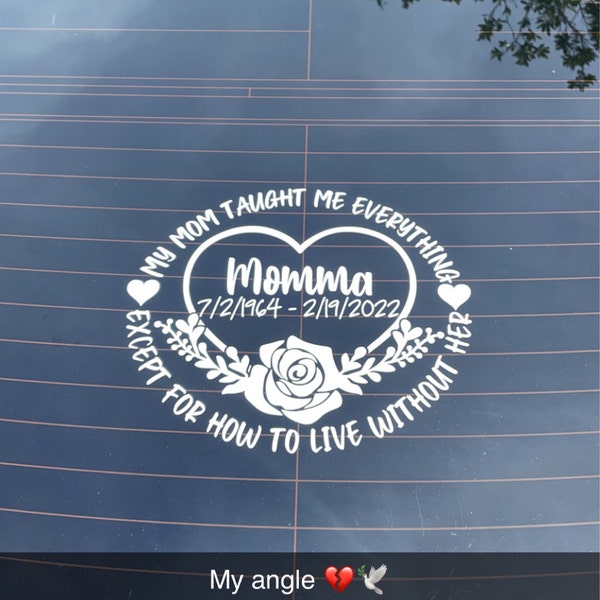 Mom Mother Memorial Vinyl Decal, Custom Tribute Remembrance Sticker ...